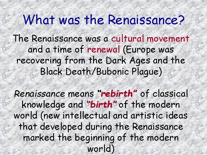 The Renaissance Factors that Contributed to the Beginning