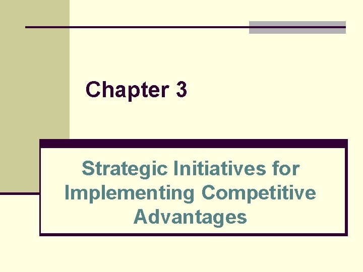 Chapter 3 Strategic Initiatives for Implementing Competitive Advantages