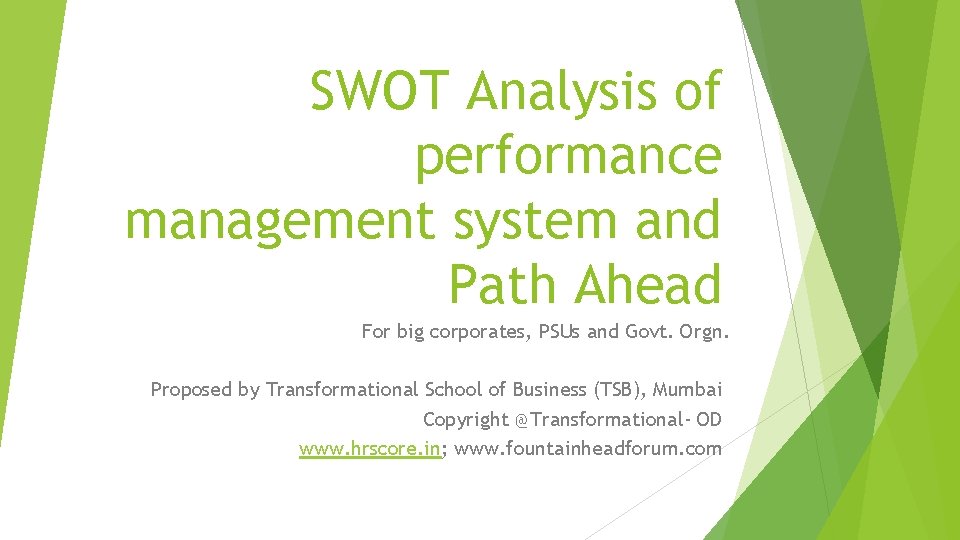 SWOT Analysis of performance management system and Path