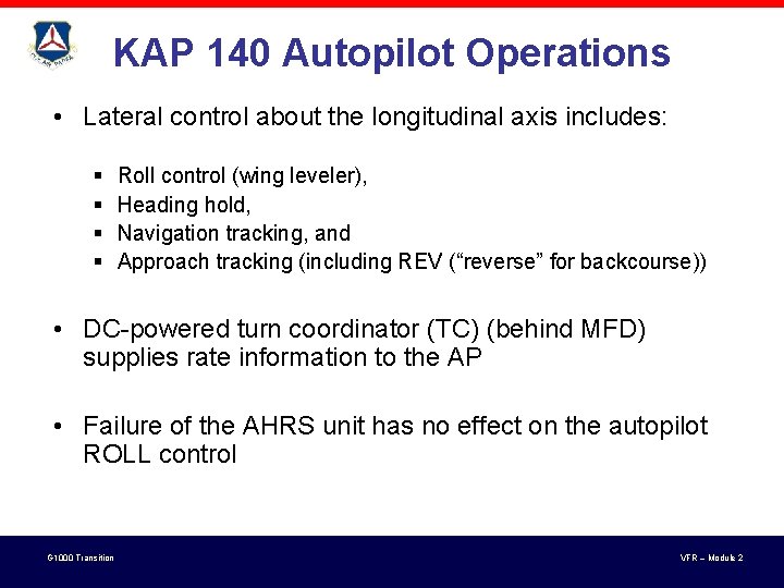 VFR Module 2 G 1000 Transition VFR Module