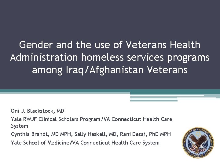 Gender and the use of Veterans Health Administration