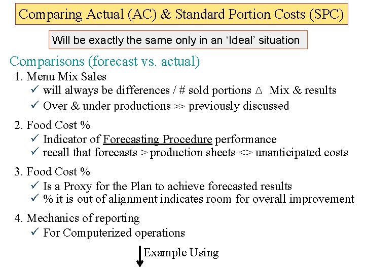 Chapter 10 Monitoring Foodservice Operations Actual vs Standard