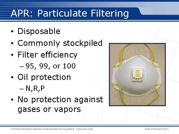 Personal Protective Equipment Types and Levels Adapted from