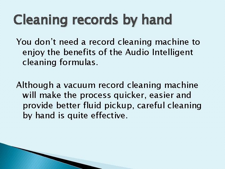 Manual Record Cleaning Instructions Galen Carol Audio Cleaning