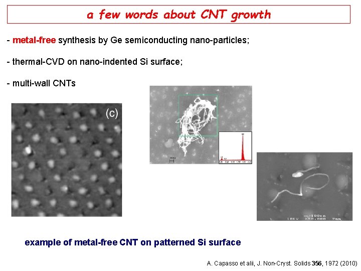 Caratterizzazione di nanotubi di carbonio CNT Carlo Mariani