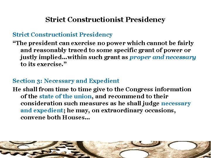 The Strict Constructionist Presidency William Howard Taft President