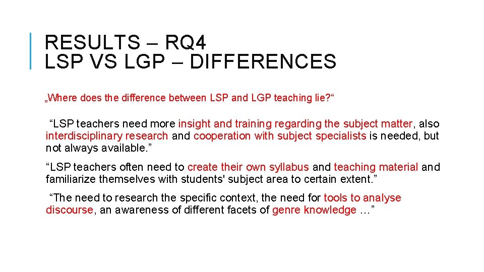 LSP TEACHERS NEEDS SEEN THROUGH QUALITATIVE DATA Languages