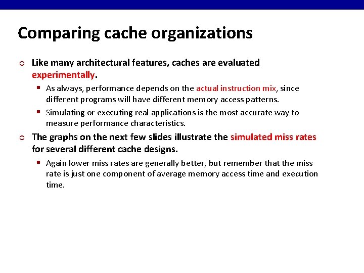Example How are these parameters decided Comparing cache