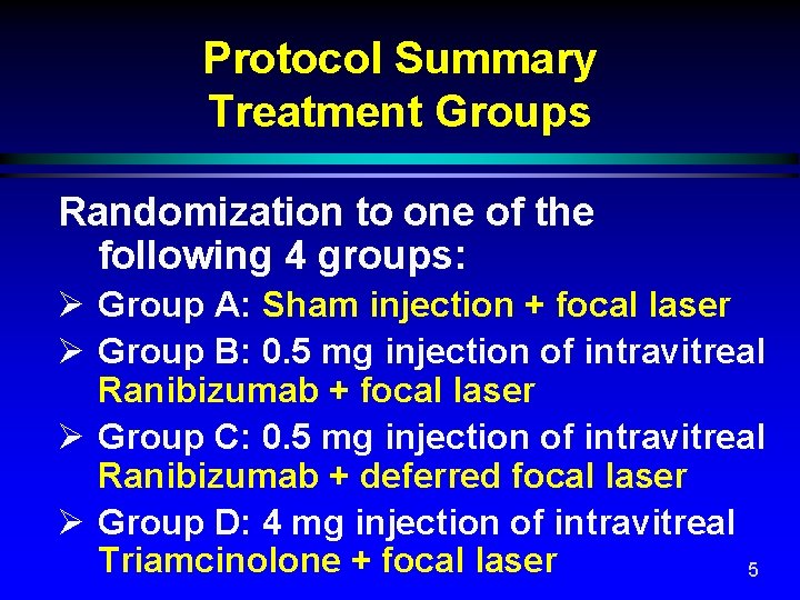 LaserRanibizumab Triamcinolone for DME Study DRCR net Protocol