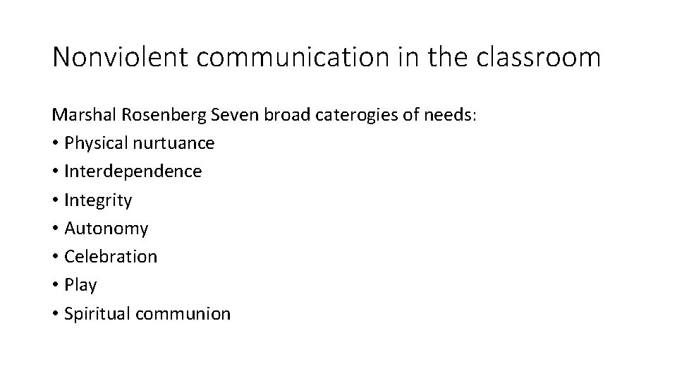 Needs and nonviolent communication in the religious studies