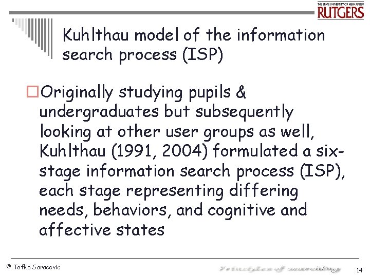 Part 1 Information seeking Part 2 User modeling