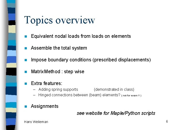 Slender Structures Load carrying principles Matrix Method part
