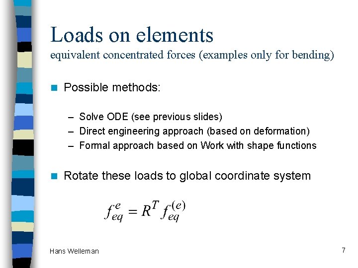 Slender Structures Load carrying principles Matrix Method part
