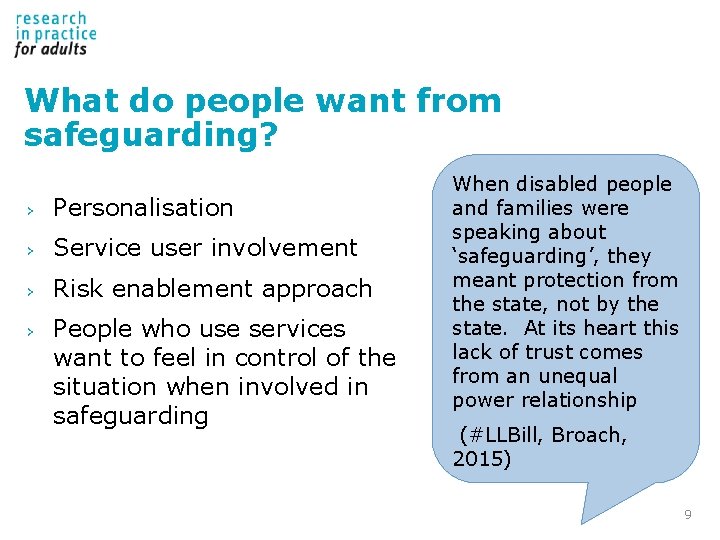 Making Safeguarding Personal Its putting the human touch