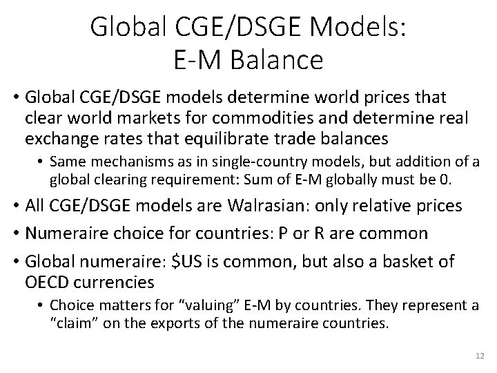 CGE and DSGE Models Reconciliation Sherman Robinson Peterson