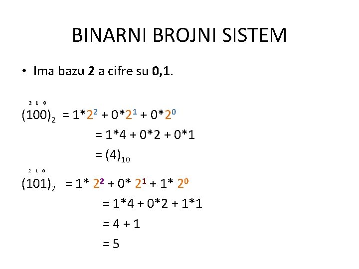 BROJNI SISTEMI DECIMALNI BINARNI OKTALNI HEKSADECIMALNI DECIMALNI BROJNI