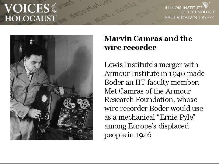 A Collection of Interviews with Displaced Persons Recorded