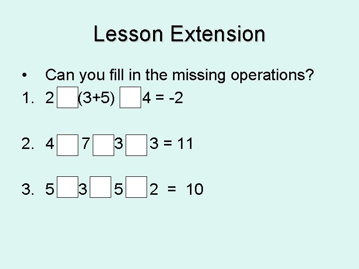 Just the facts Order of Operations A GEMSALEX