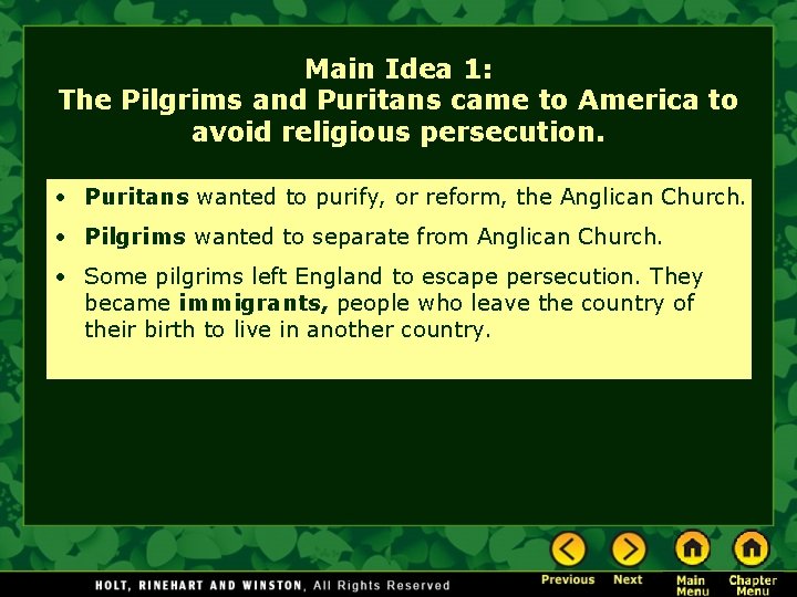 Chapter 3 The English Colonies Section Notes The