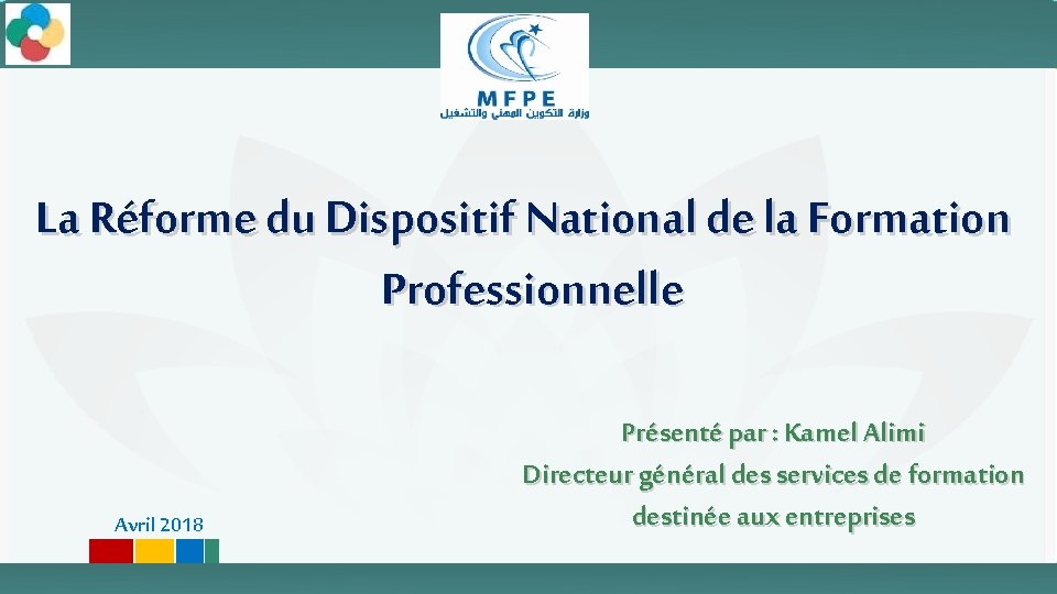 La Rforme du Dispositif National de la Formation