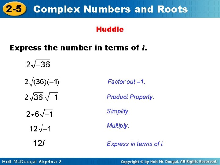 2 5 Complex Numbers and Roots Warm Up