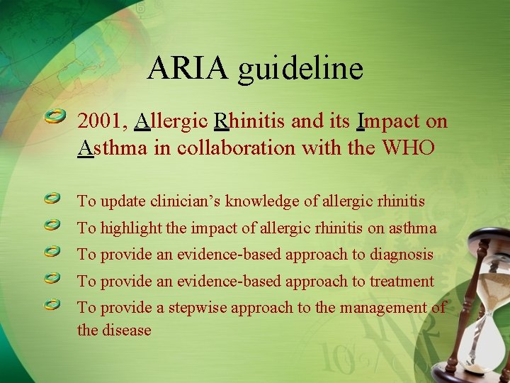 ARIA guideline 2001 Allergic Rhinitis and its Impact