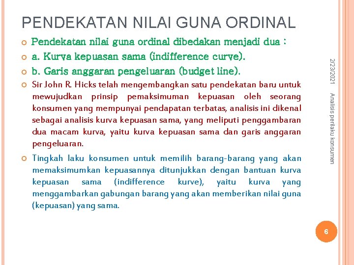 ANALISIS PERILAKU KONSUMEN TEORI TINGKAH LAKU KONSUMEN Teori