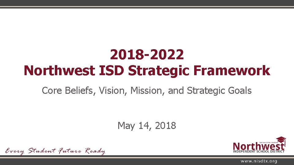 2018 2022 Northwest ISD Strategic Framework Core Beliefs