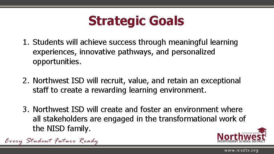 2018 2022 Northwest ISD Strategic Framework Core Beliefs