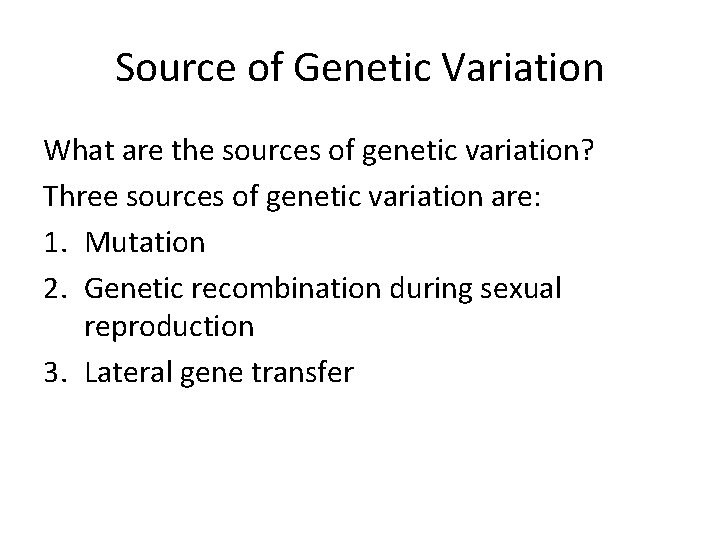 Mechanisms of Evolution Genes and variations Chapter 17