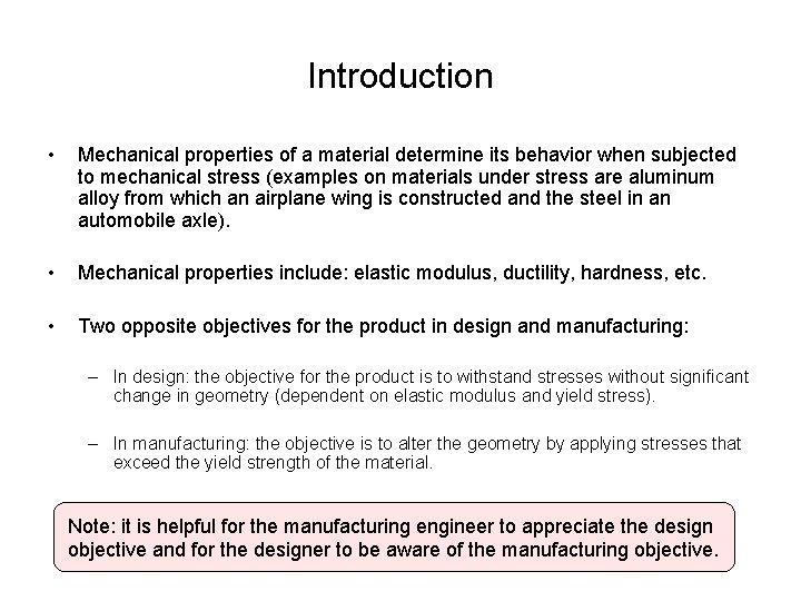 Manufacturing Processes Chapter 3 Mechanical Properties Of Materials