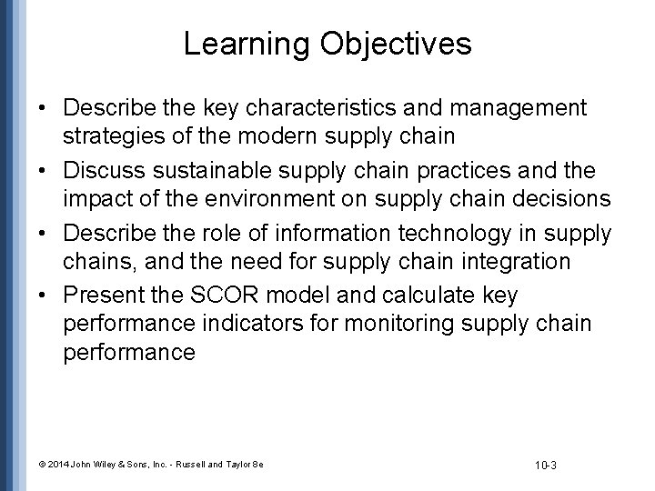 Chapter 10 Supply Chain Management Strategy and Design