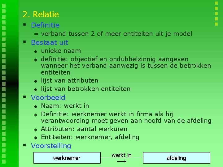 INFORMATICABEHEER 5 EntiteitRelatie Model Hoofdstuk 2 Vrij Technisch