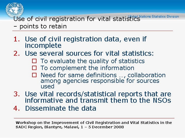 Civil registration system and its use for vital