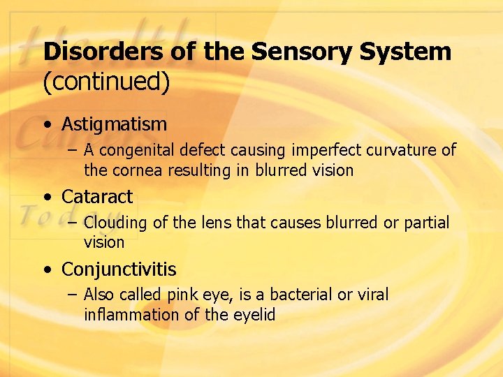 SENSORY SYSTEM Structure and Function Sensory system consists