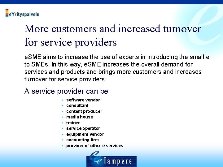 e SME introducing the small e to business