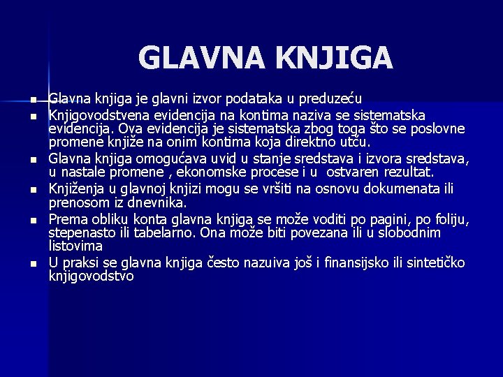 GLAVNA KNJIGA I PROBNI BILANS GLAVNA KNJIGA n