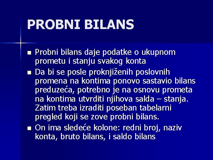 GLAVNA KNJIGA I PROBNI BILANS GLAVNA KNJIGA n