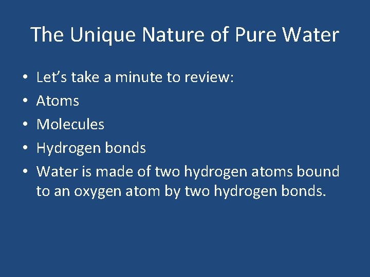 Chemical and Physical Features of Sea Water and