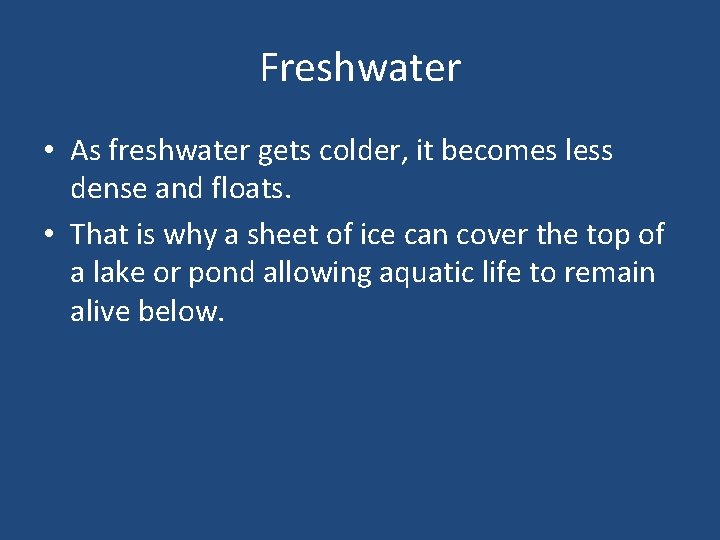 Chemical and Physical Features of Sea Water and