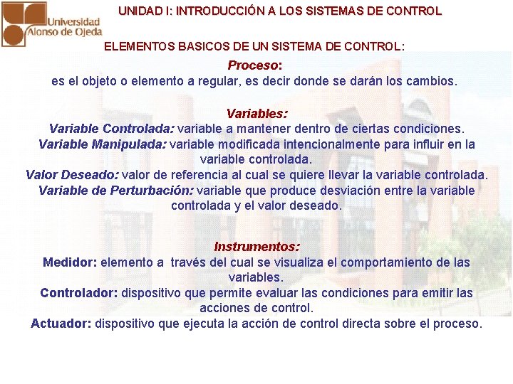 UNIDAD I INTRODUCCIN A LOS SISTEMAS DE CONTROL