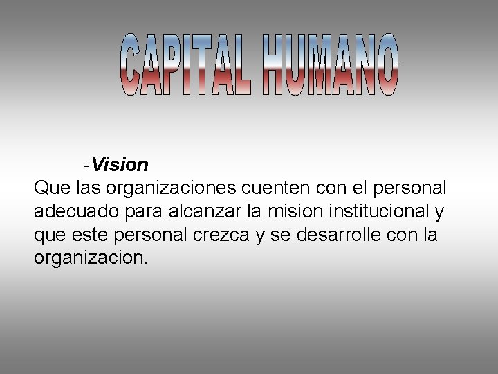 Vision Que las organizaciones cuenten con el personal