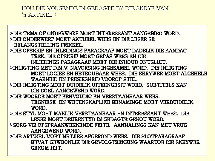 Dit is n skryfstuk oor n bepaalde onderwerp