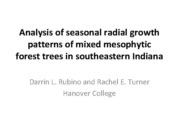 Analysis of seasonal radial growth patterns of mixed
