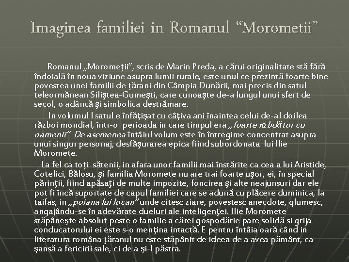 Moromeii de Marin Preda Date despre Marin Preda