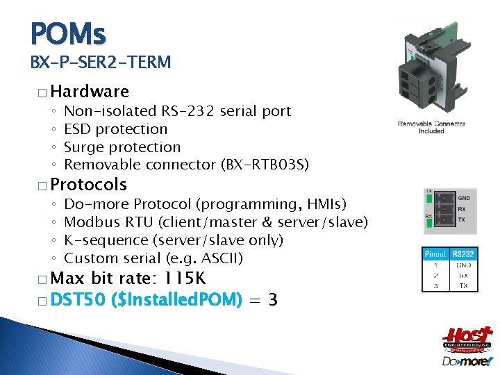 BRX Technical Training POMs POMs POM Pluggable Option