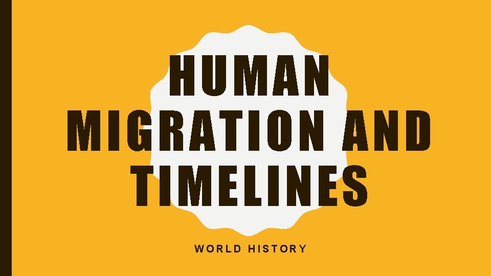HUMAN MIGRATION AND TIMELINES WORLD HISTORY BELL RINGER