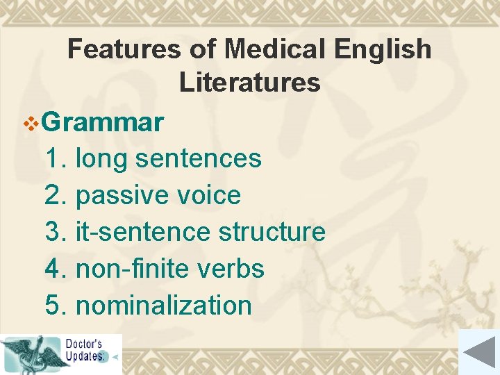 Lecture 1 An Introduction to Medical English Warmup