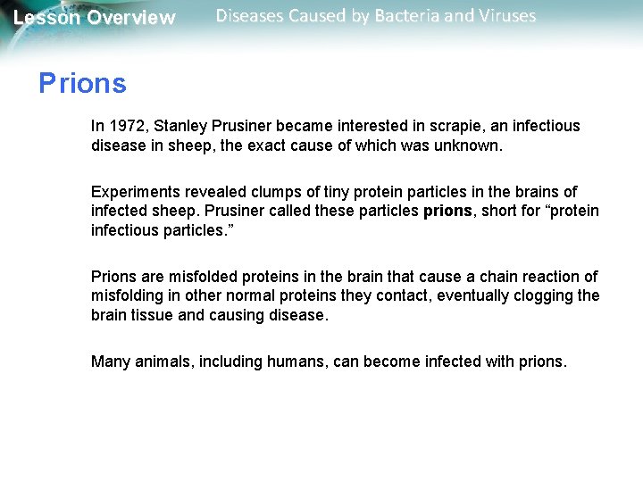 Lesson Overview Diseases Caused by Bacteria and Viruses