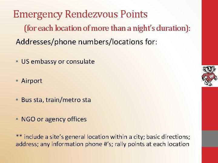 International Safety and Security Emergency Action Plan Emergency